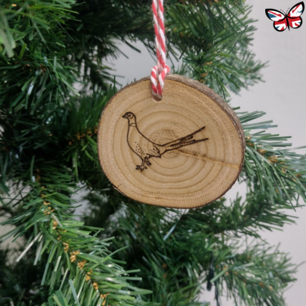 UK Wood Pheasant Tree Decoration | Muddy Faces