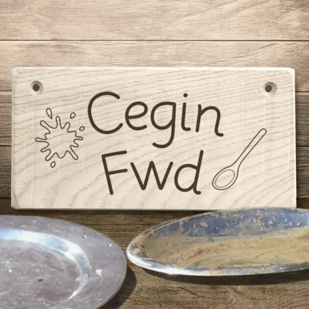 Wooden sign - Cegin Fwd (Welsh - Mud Kitchen) | Muddy Faces